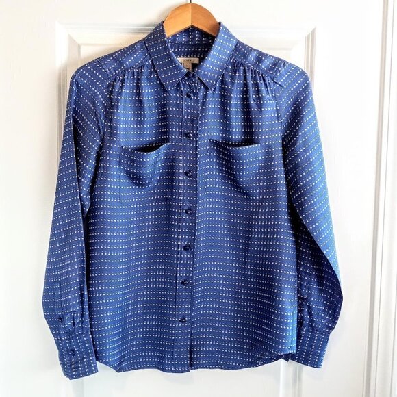 J. Crew | Tops | J Crew Cornflower Blue Polka Dot Silk Blouse | Poshmark